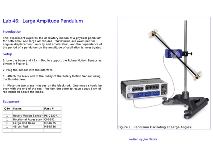 Solved Lab 46: Large Amplitude Pendulum Introduction This | Chegg.com