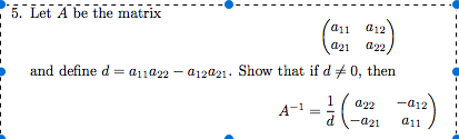Solved 5. Let A be the matrix a11 a12 21 22 and define d = | Chegg.com