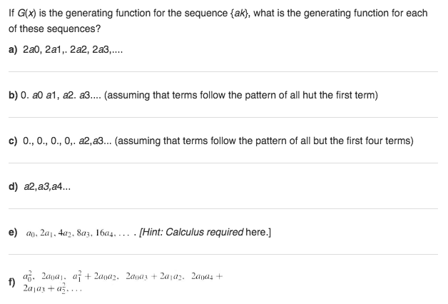 Solved If Gx Is The Generating Function For The Sequence 0219