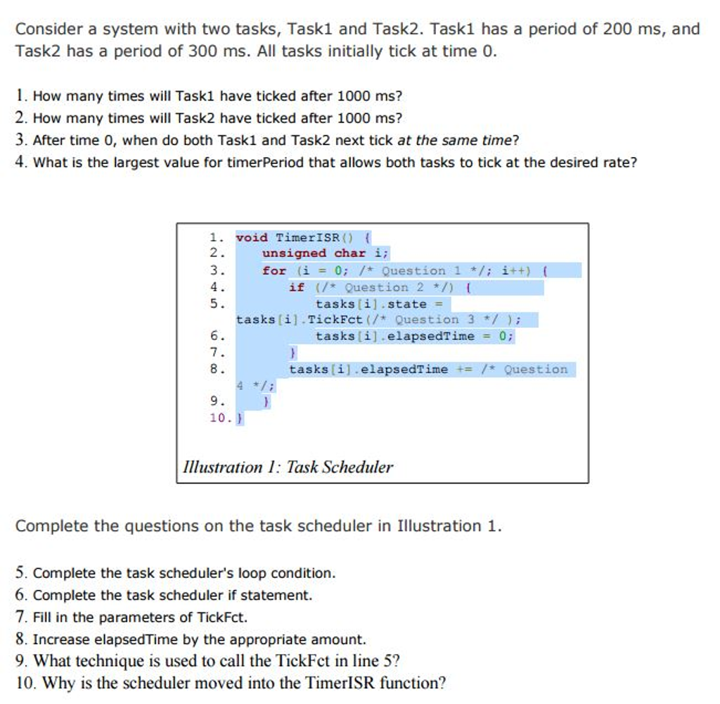 Consider a system with two tasks, Task1 and Task2. | Chegg.com