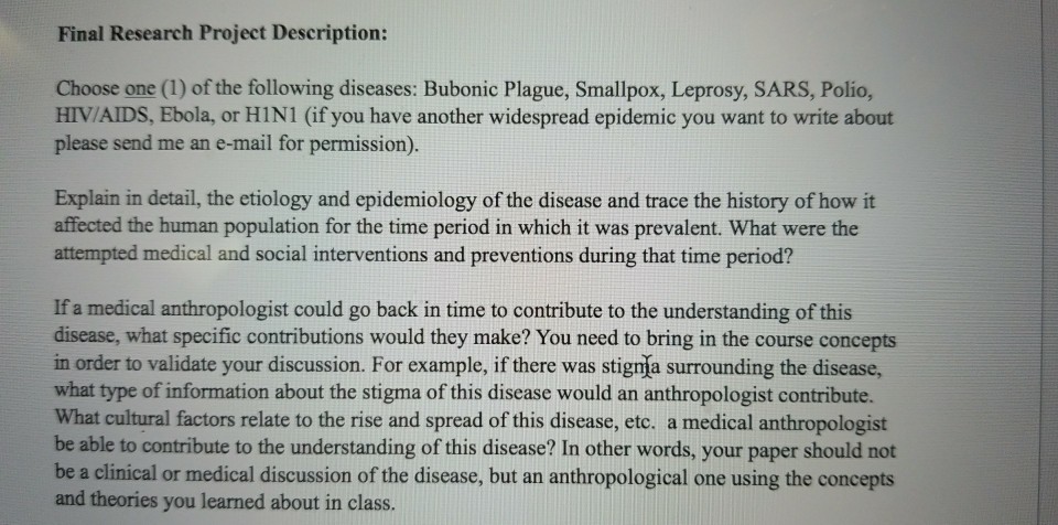 Solved Final Research Project Description: Choose one (1) of | Chegg.com