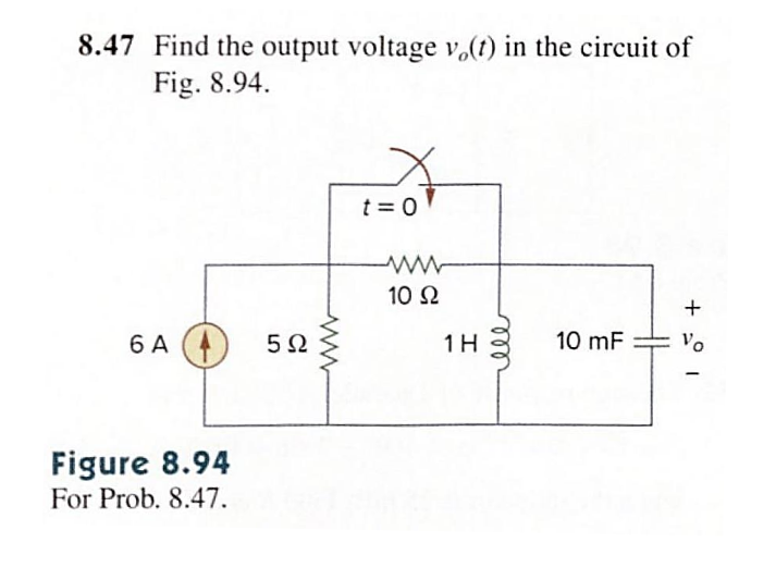 Solved 8.47 Find the output voltage vo(t) in the circuit of | Chegg.com