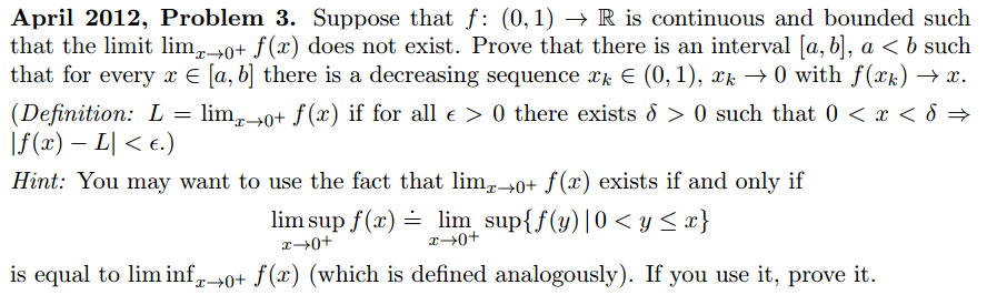 Suppose that f: (0, 1) rightarrow R is continuous and | Chegg.com