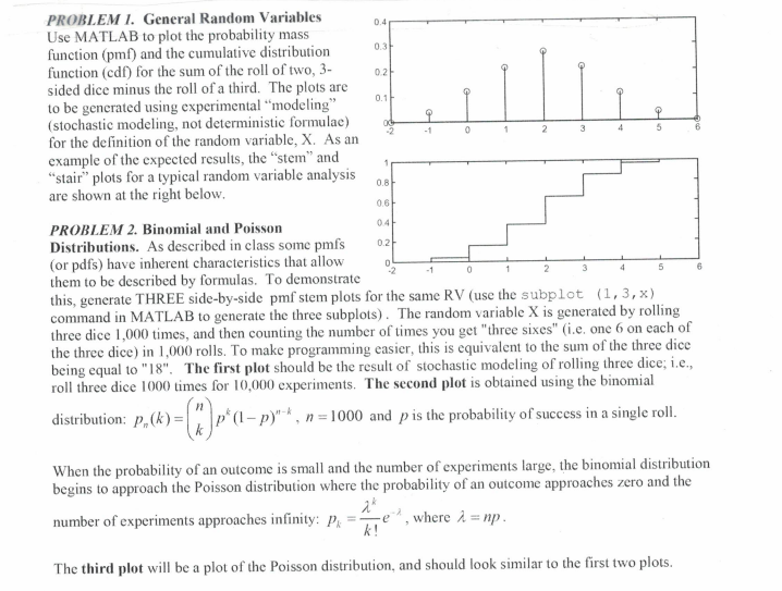 PROBLEM 1. General Random Variables Use MATLAB to | Chegg.com