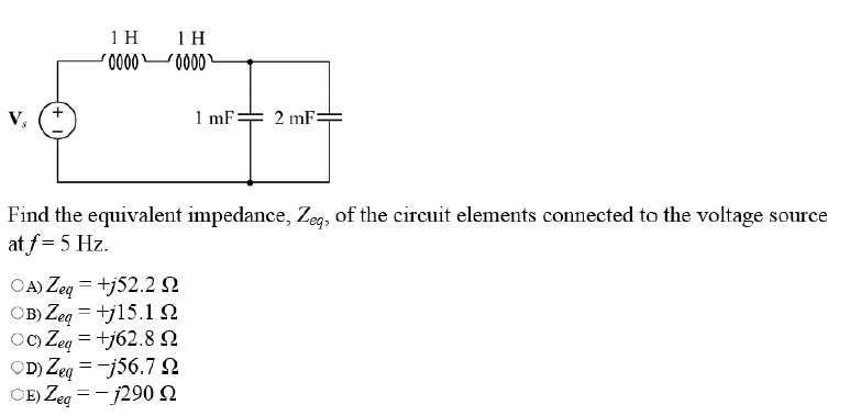 Solved Find the equivalent impedance, Zeq, of the circuit | Chegg.com