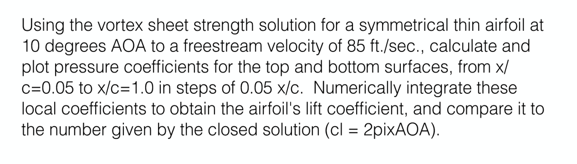 Using the vortex sheet strength solution for a | Chegg.com