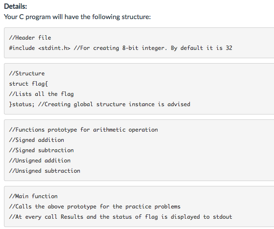 Solved C that performs 8bit signed and unsigned integer | Chegg.com