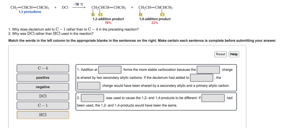 Solved -78°C CH-CHCH-CHCH3 1,3 pentadiene + DCI- | Chegg.com