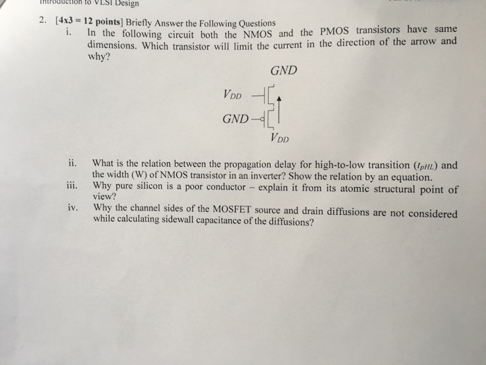 Solved In the following circuit both the NMOS and the PMOS | Chegg.com