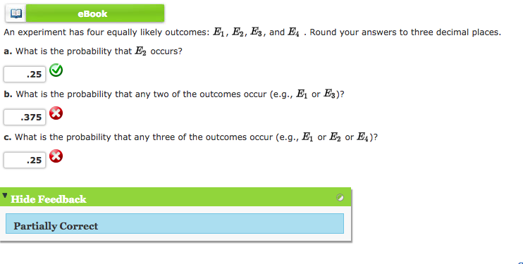Solved eBook An experiment has four equally likely outcomes: | Chegg.com