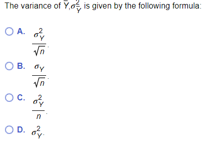 Solved The variance of Y ? is given by the following | Chegg.com