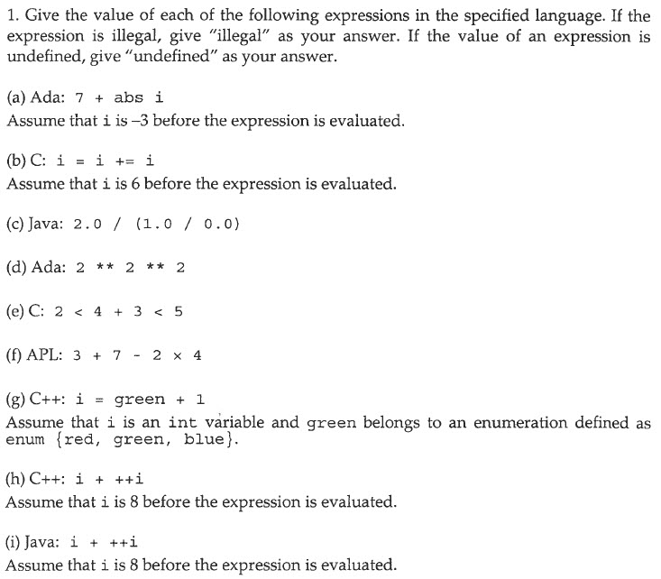 Solved 1. Give the value of each of the following | Chegg.com