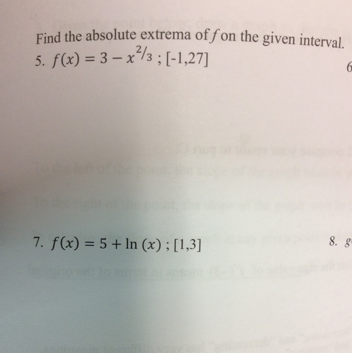 Solved Find the absolute extrema of f on the given interval | Chegg.com