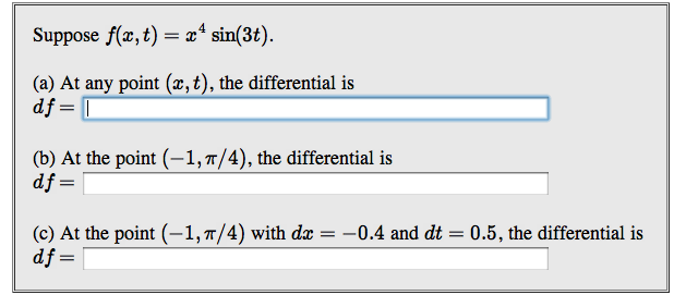 Solved Suppose f(x, t) = x4 sin(3t). At any point (x, t), | Chegg.com