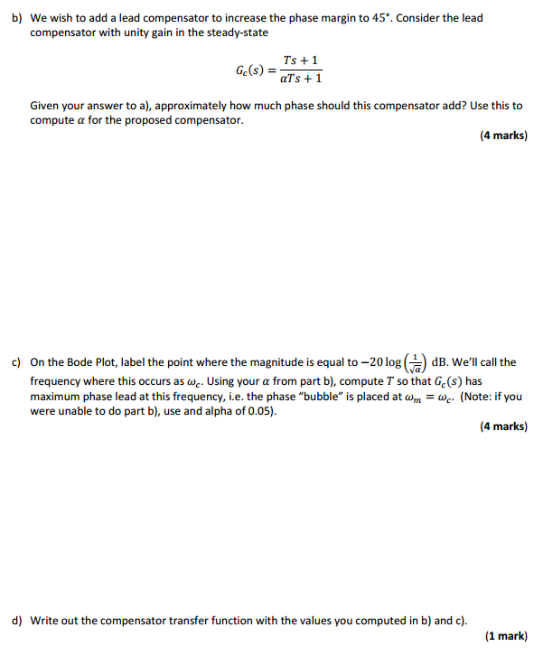Solved Question 3 (10 marks) Consider the following Bode | Chegg.com