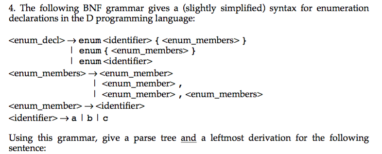 Solved The following BNF grammar gives a (slightly | Chegg.com