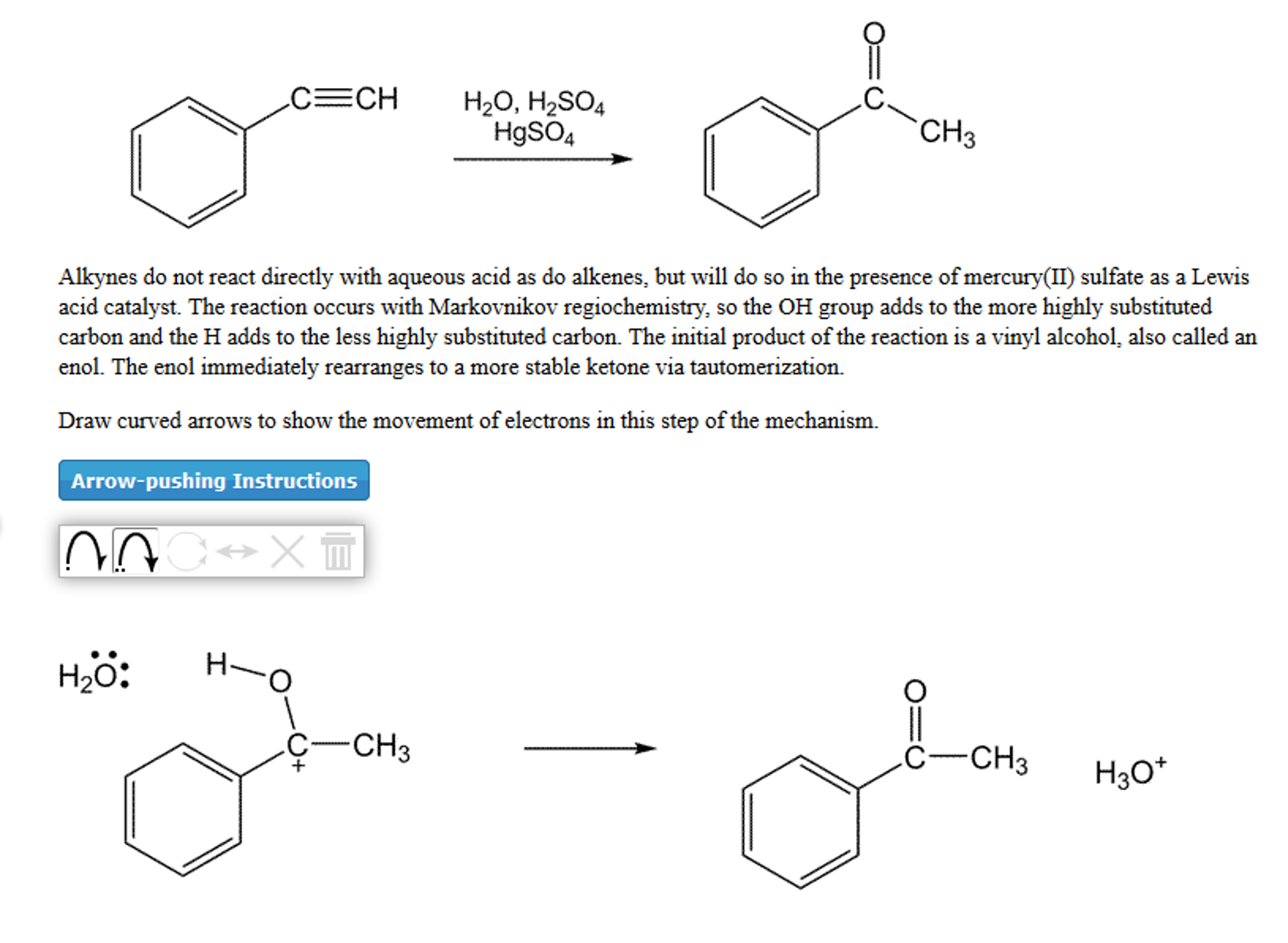 Solved HgSO4 CH3 Alkynes do not react directly with aqueous | Chegg.com