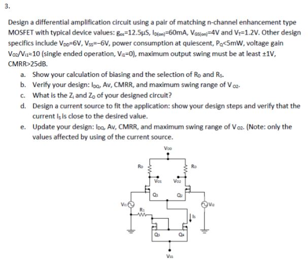 3. Design a differential amplification circuit using | Chegg.com
