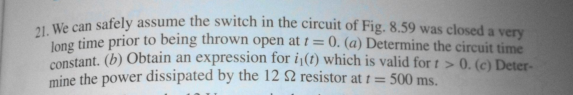 Solved Figure 8.59 We can safely assume the switch in the | Chegg.com