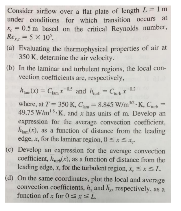 Solved Consider airflow over a flat plate of length L= 1 m | Chegg.com