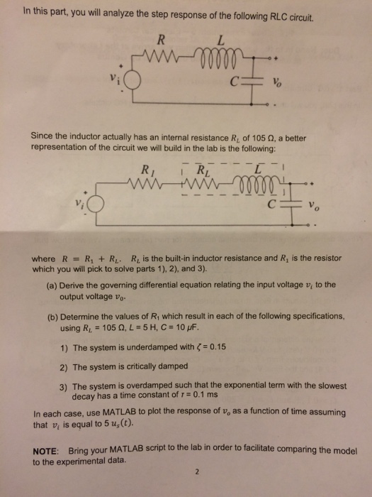 Solved In this part, you will analyze the step response of | Chegg.com