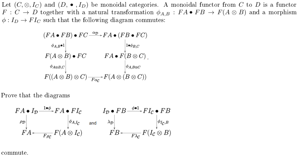 Let (C,®, Îc) and (D. . .?D) be monoidal categories. | Chegg.com