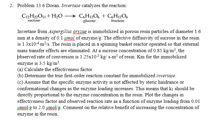 Solved Invertase catalyzes the reaction: (Shown in the photo | Chegg.com