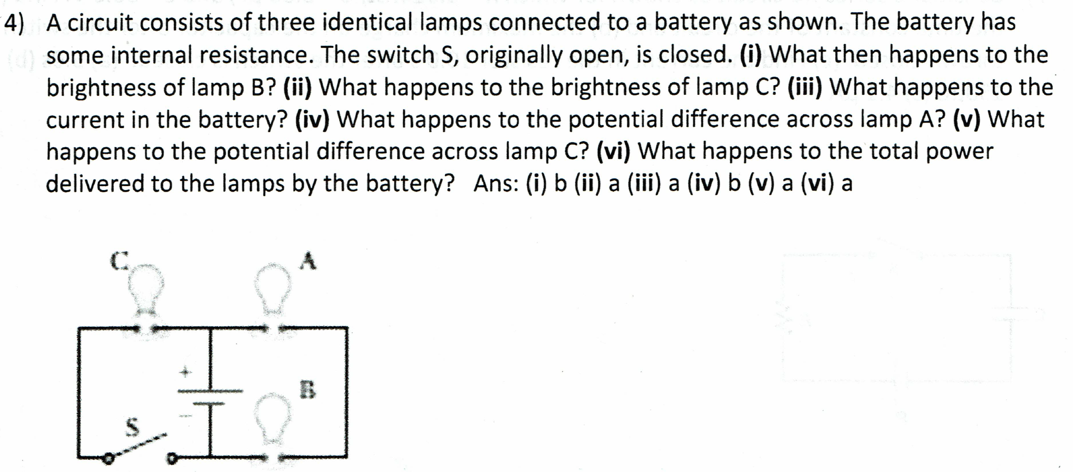 Solved A circuit consists of three identical lamps connected | Chegg.com