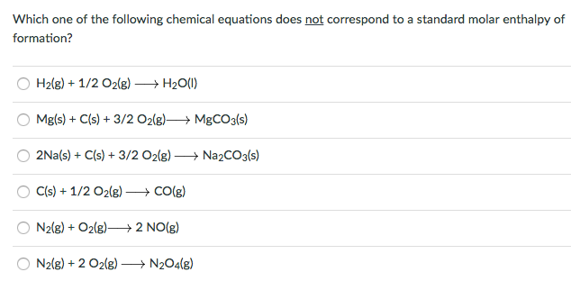 Solved Which one of the following chemical equations does | Chegg.com