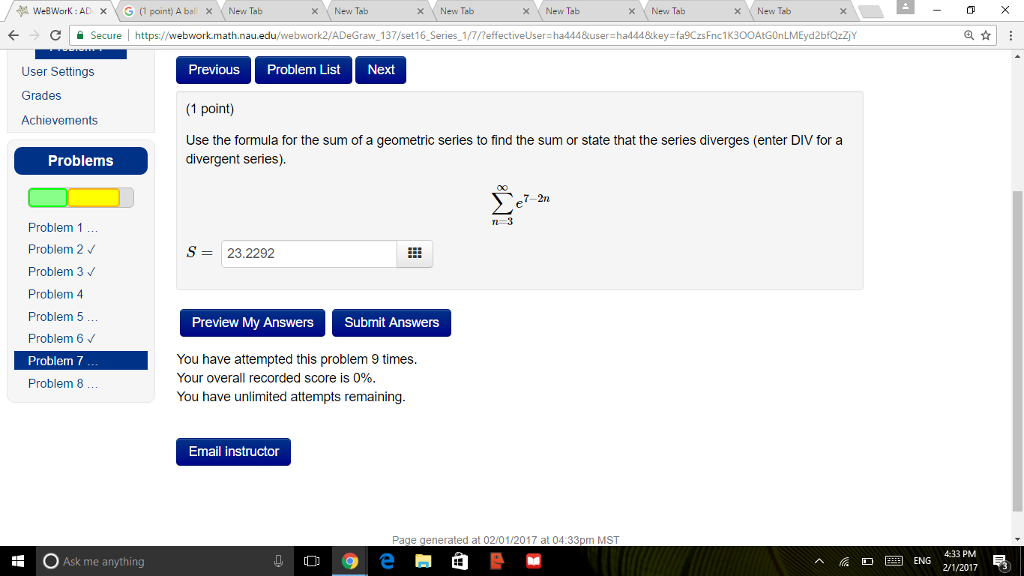 Solved AD x G point) A bal x New Tab WeBWorK New Tab New Tab | Chegg.com