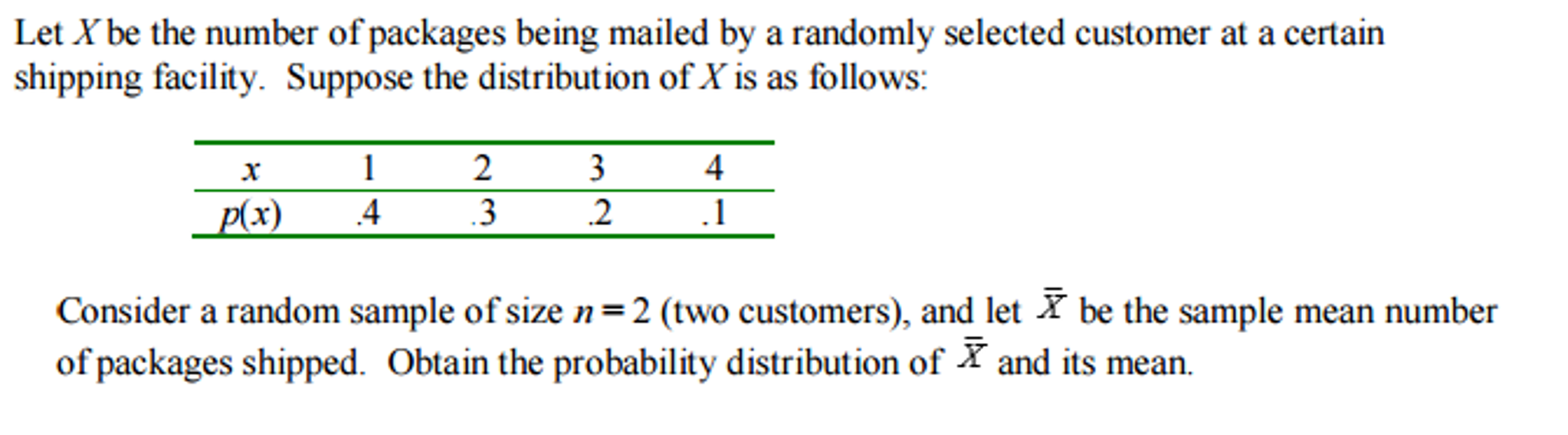 Solved Let X be the number of packages being mailed by a | Chegg.com