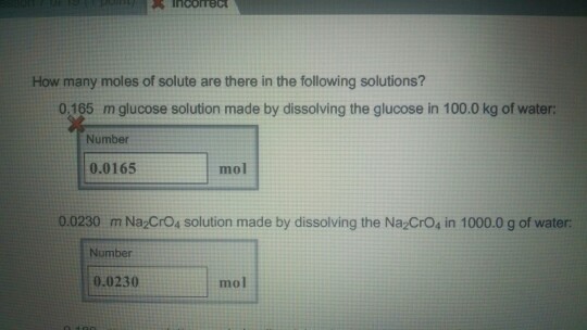 Solved How many moles of solute are there in the following | Chegg.com