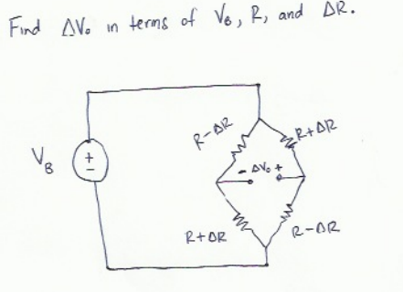 Solved Find Delta Vo in terms of Vo , R, and Delta R. | Chegg.com
