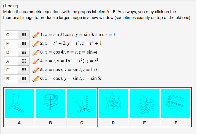 Solved Match the parametric equations with the graphs | Chegg.com