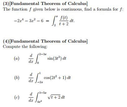 Solved (3)[Fundamental Theorem of Calculus] The function f | Chegg.com