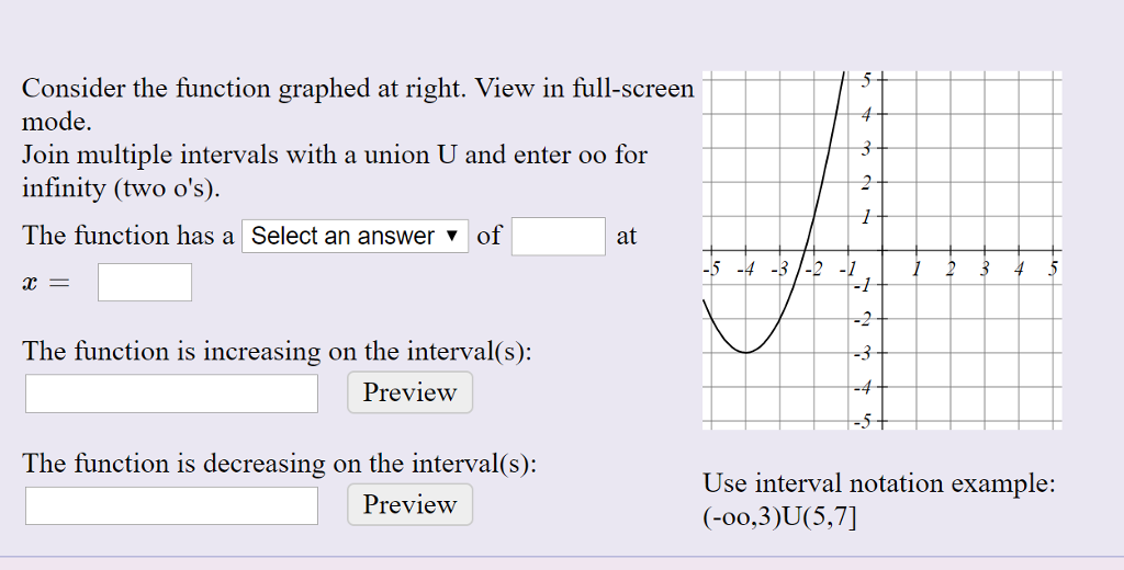 Solved Consider the function graphed at right. View in | Chegg.com