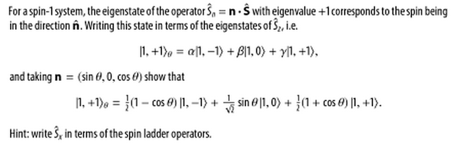 For a spin-1 system, the eigenstate of the operator | Chegg.com