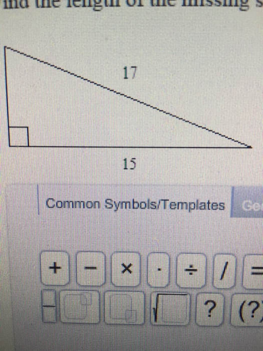 Solved Find the length of the missing side. The triangle is | Chegg.com