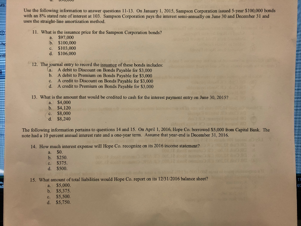 Solved Use the following in formation to answer questions | Chegg.com