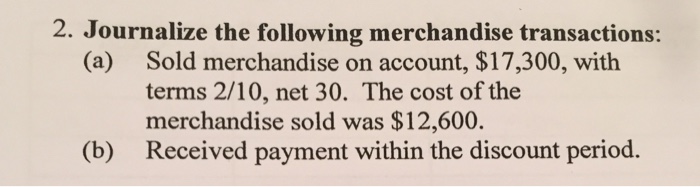 Solved Journalize the following merchandise transactions: | Chegg.com Solved Journalize the following merchandise transactions: | Chegg.com