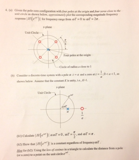 Solved Given the pole-zero configuration with four poles at | Chegg.com