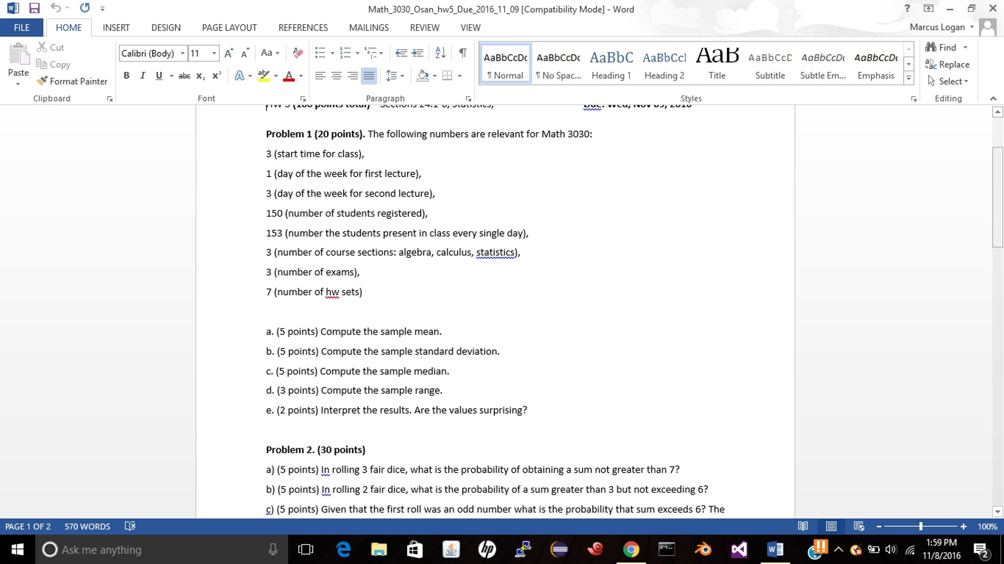 Solved The following numbers are relevant for Math 3030: 3 | Chegg.com
