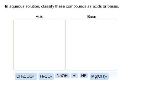 Solved In aqueous solution, classify these compounds as | Chegg.com