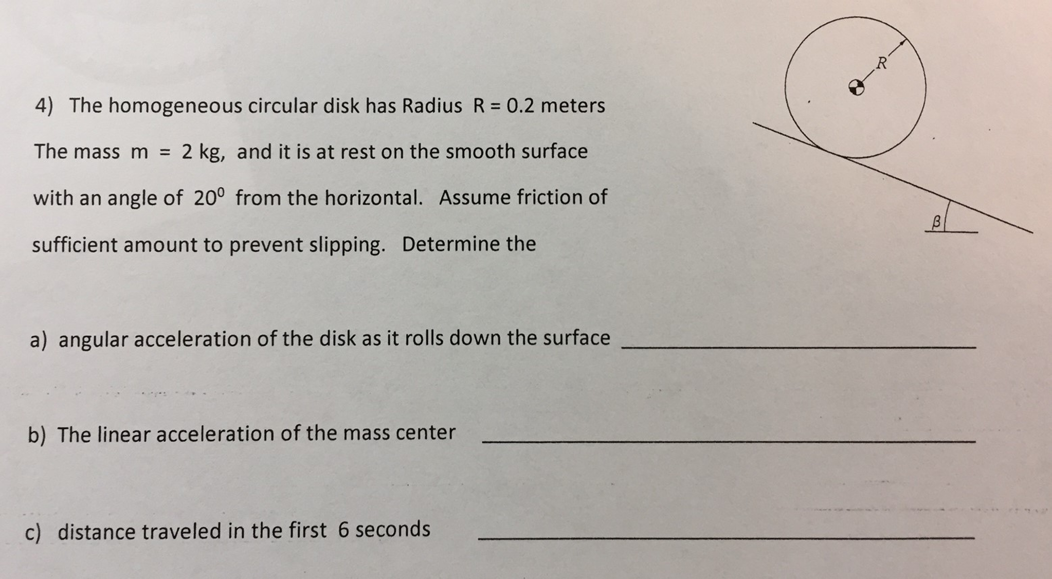 Solved The homogeneous circular disk has Radius R = 0.2 | Chegg.com