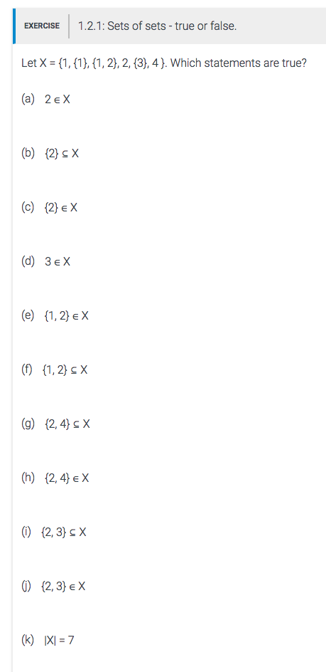 Solved Let X = {1, {1}, {1, 2}, 2, {3}, 4 }. Which | Chegg.com
