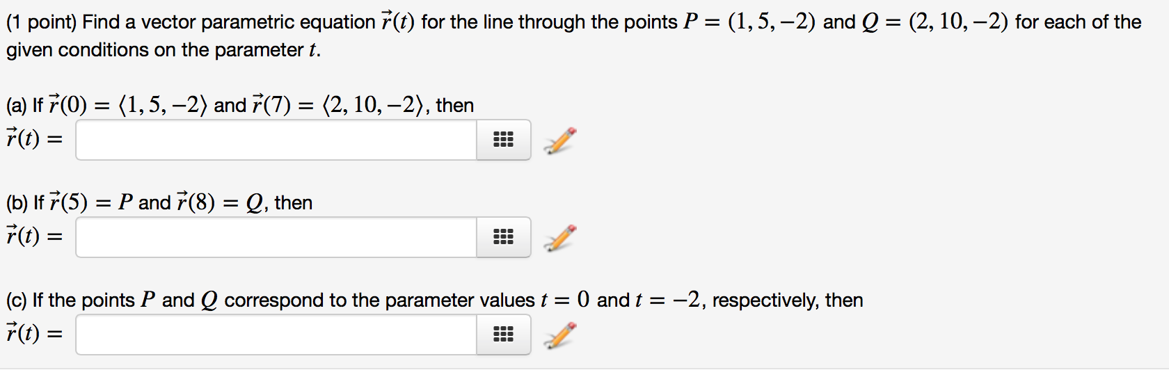Solved Find a vector parametric equation r? (t) for the line | Chegg.com