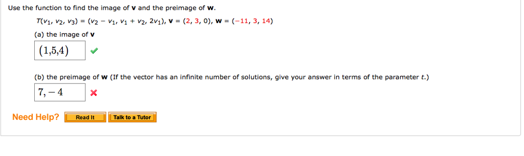Solved Use the function to find the image of v and the | Chegg.com