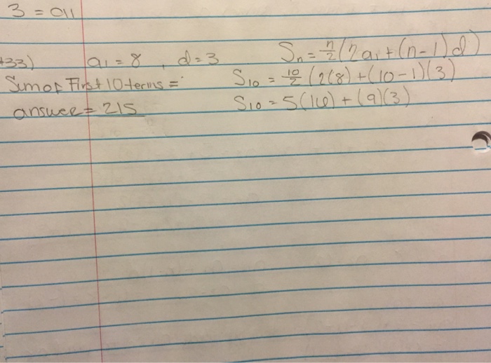 Solved a_1 = 8, d = 3 s_n = n/2(2a_1 + (n - 1) d) sum of | Chegg.com