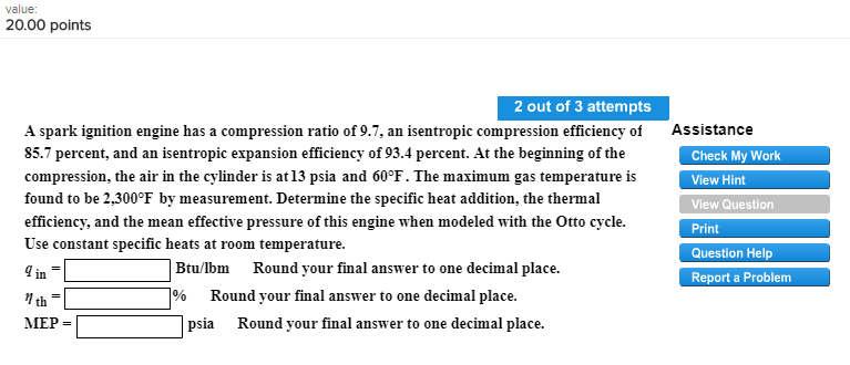 Solved A spark-ignition engine has a compression ratio of | Chegg.com