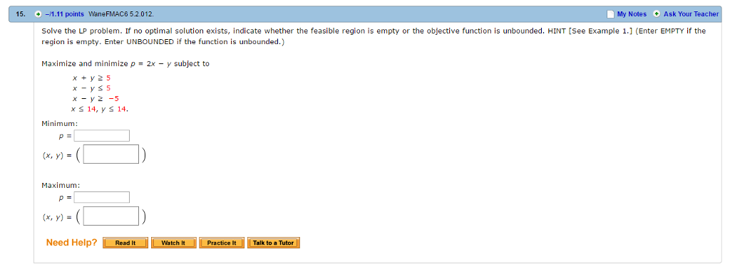 Solved Solve The Lp Problem If No Optimal Solution Exists